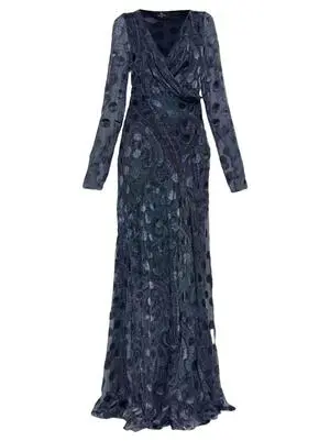Etro Paisley-print Devoré Maxi Dress Blue