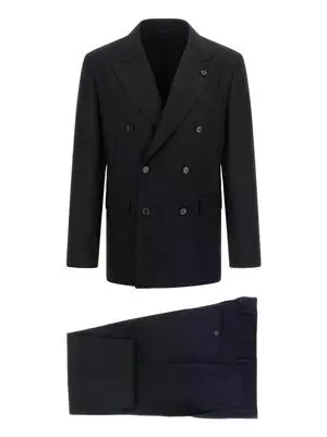 LARDINI Pinstripe Double-breasted Suit - Blue