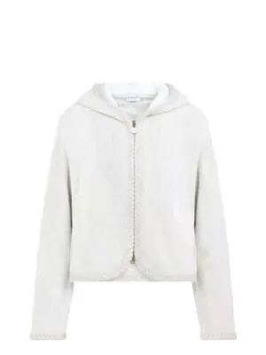 MONCLER Waffle Honeycomb-knit Braided Hoodie