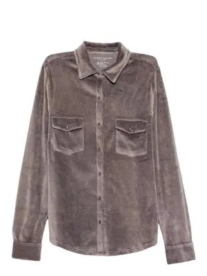 Majestic Filatures Velour-effect Flap-pocket Shirt - Grey