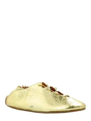ODISSI Milly Metallic-effect Leather Ballet Flats - Gold