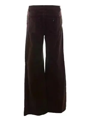 Liu Jo Button-detail Velvet Trousers Brown