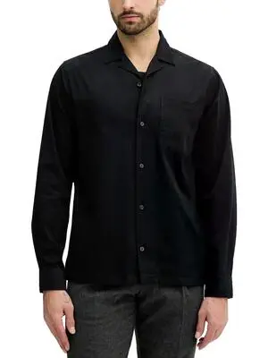 LINDBERGH Camp-collar Chest-pocket Shirt - Black