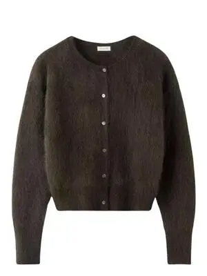 Almada Label Brushed-effect Cardigan - Grey