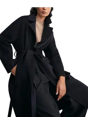 REISS Marina Wool Blend Double Breasted Coat - Navy
