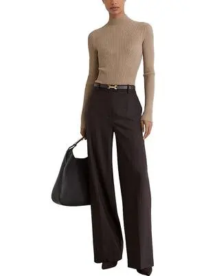 REISS Nancy Directional Rib Knit Top - Neutral