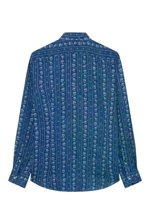 MC2 SAINT BARTH Floral-print Linen Shirt - Blue