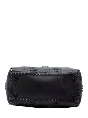 Dior 2018 Medium Ultra Matte Calfskin Cannage Studded Supple Lady Satchel - Black