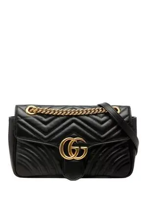 Gucci 2016-2026 Medium Gg Marmont Matelasse Calfskin Shoulder Bag - Black