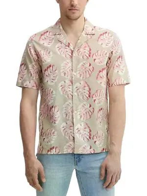 Marc O'polo Leaf-print Short-sleeve Shirt - Neutrals