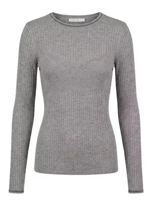 Patrizia Pepe Ribbed-knit Long-sleeve Sweater - Grey