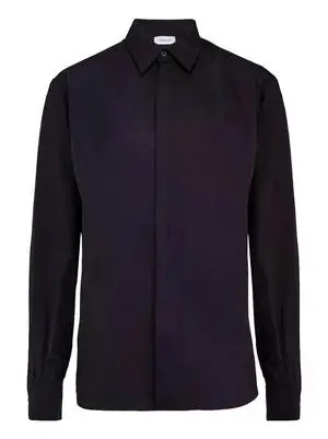 FERRAGAMO Monogram-pattern Cotton Shirt - Blue