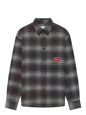 Drole De Monsieur Check-pattern Logo-patch Shirt - Grey