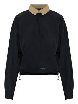RETHINKIT STUDIOS Contrast-collar Drawstring T-shirt - Black