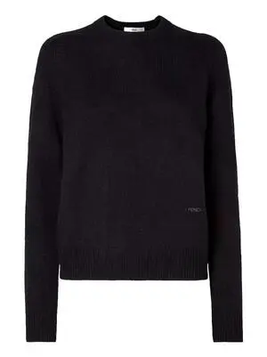 Fendi Embroidered-logo Crew-neck Sweater - Black