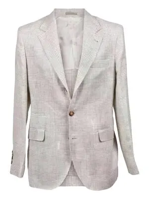 Brunello Cucinelli Checked Linen-blend Suit - Neutrals