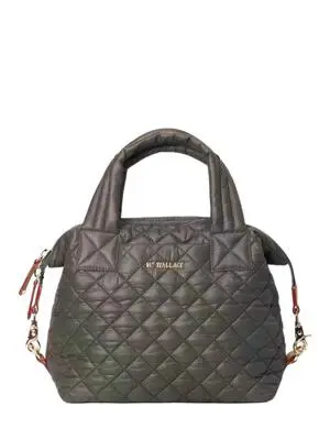 Mz Wallace Small Sutton Deluxe Quilted Tote Bag Grey