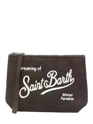 MC2 SAINT BARTH Aline Logo-embroidered Corduroy Clutch Bag Brown