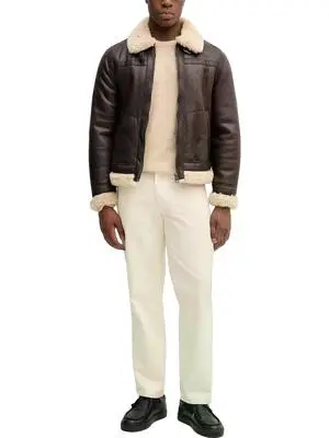 LINDBERGH Crew-neck Ribbed-trim Sweater - Neutrals
