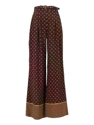 Zimmermann Geometric-print Belted Trousers Brown