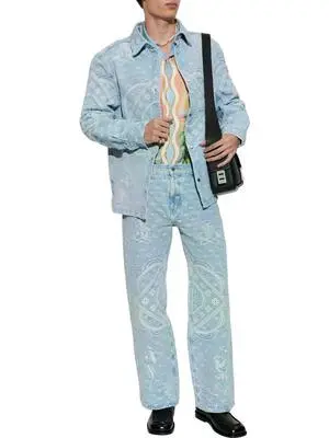Casablanca Carpet Long-sleeve Denim Shirt - Blue