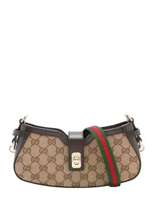 Gucci 2000-2015 Mini Gg Canvas Web Moon Side Shoulder Bag - Neutrals