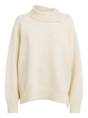 RÓHE Wool-blend Raw-hem Sweater - Ivory