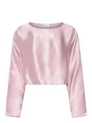 Marella Satin Cropped Blouse - Pink