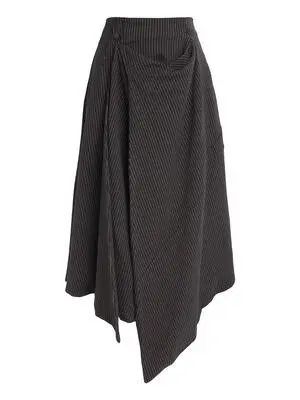 STUDIO NAMNYAK Cotton Asymmetric Split Midi Skirt - Black