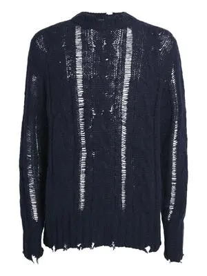SYSTEM Cable-knit Distressed Sweater - Navy