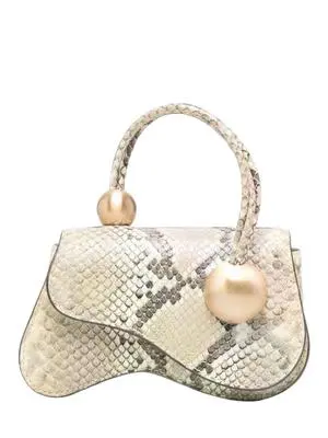 Cult Gaia Mini Kazia Snake-effect Leather Tote Bag Neutrals