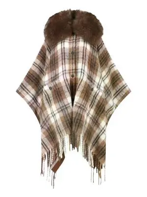 MONCLER Check-pattern Faux-fur-collar Jacket