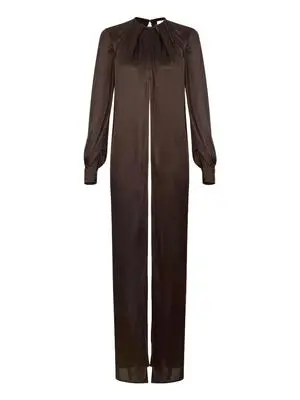Elisabetta Franchi Blouse In Shiny Jersey Fabric Brown