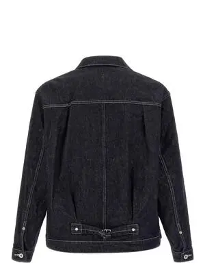 Comme Des Garçons Pleated-detail Denim Jacket - Blue