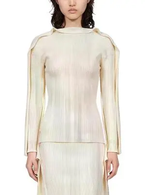 ISSEY MIYAKE Ribbed-knit Ruffled Top