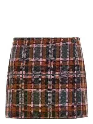 Guest In Residence Tartan-check Jacquard Mini Skirt - Brown
