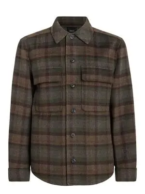 VINCE Wool-blend Plaid Check Overshirt