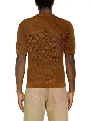 Tagliatore Open-knit Polo T-shirt - Brown
