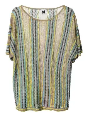 Missoni Chevron-knit Short-sleeve Blouse - Grey