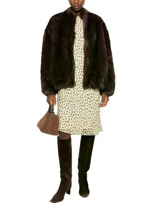 BETTA CORRADI Faux-fur Zip-up Coat - Brown