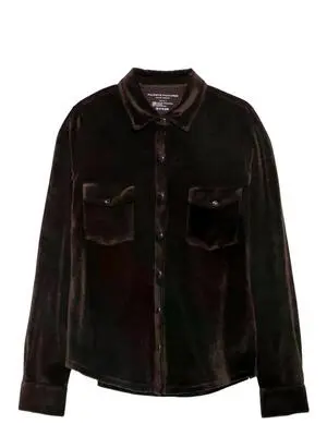 Majestic Filatures Velvet-effect Pocket-detail Shirt - Brown