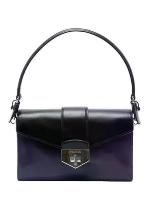 Prada 2000-2013 Bicolor Box Calf Turnlock Satchel - Black