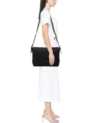 Gucci 2016-2026 Techno Canvas Web Flap Messenger Bag Crossbody Bag - Black