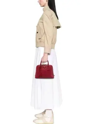 Prada 2010-2026 Small Saffiano Lux Promenade Satchel - Red