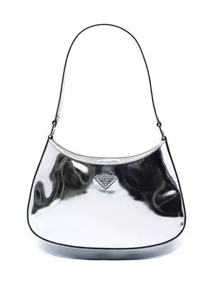 Prada 2000-2013 Brushed Leather Cleo Shoulder Bag - Silver