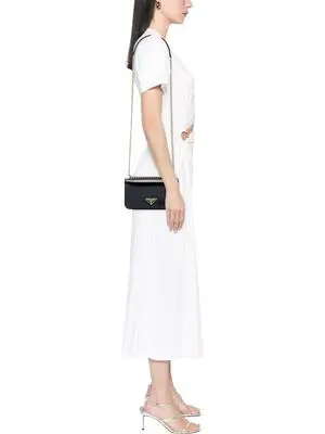 Prada 2013-2026 Soft Calf Chain Crossbody Bag - Black