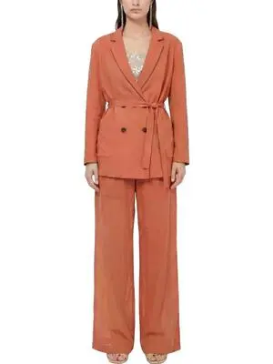 Brunello Cucinelli Double-breasted Belted Suit - Orange