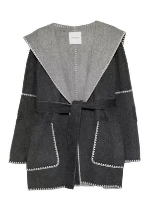 ERMANNO FIRENZE Belted Hooded Coat - Grey