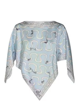 Emilio Pucci Graphic-print Silk Top Blue
