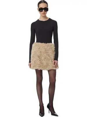 Apparis Pia Sherpa Mini Skirt - Bone